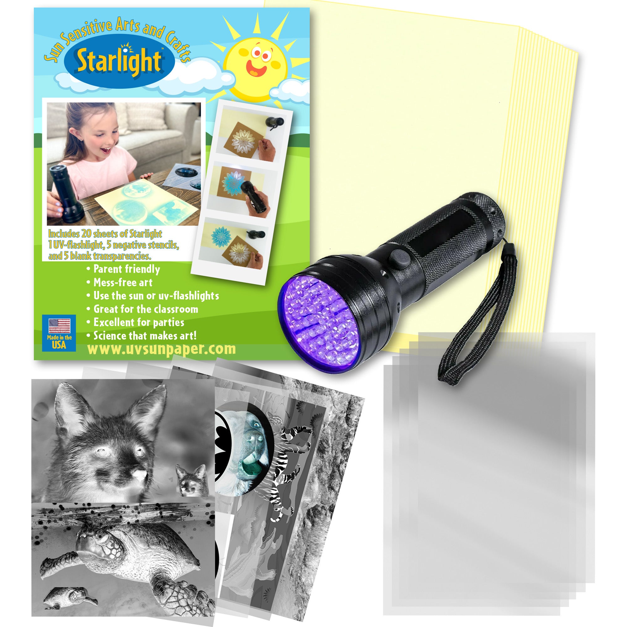 Starlight Deluxe Kit Includes UV-Sensitive Paper, a UV-Flashlight, Fun ...
